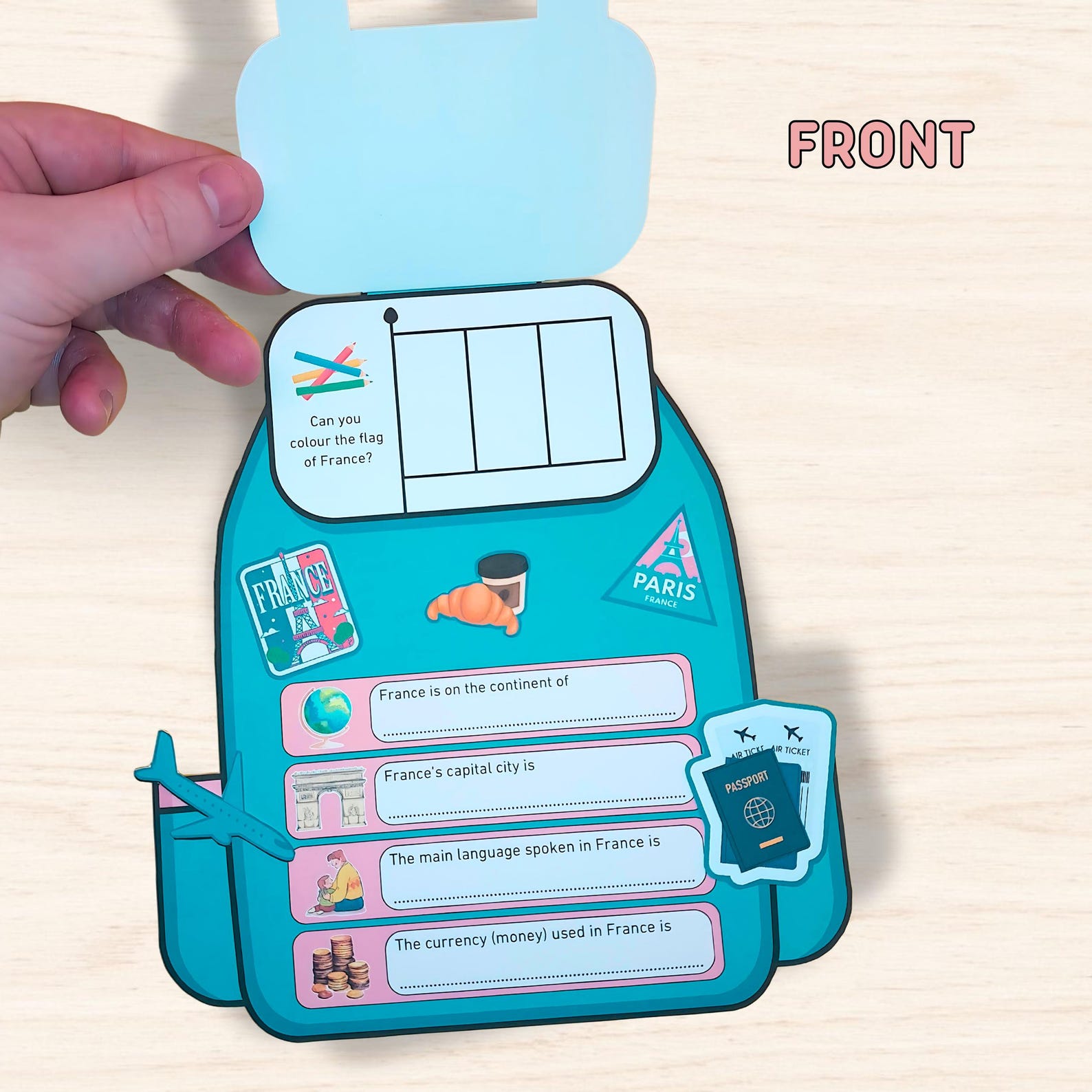 DIY Backpack France Printable | Country Study Europe Geography Learning ...
