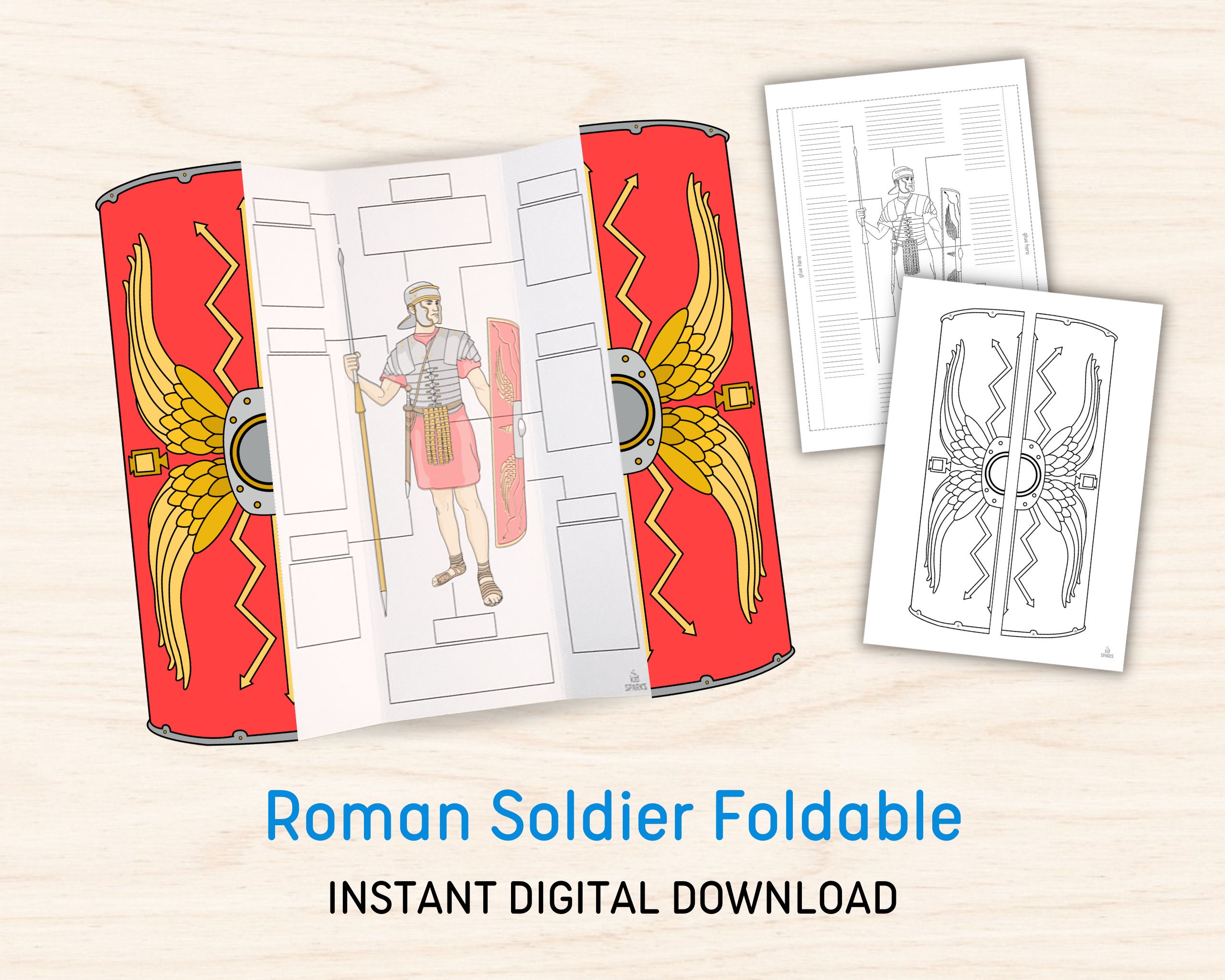 Roman Soldier Foldable Shield | Editable Ancient Rome History Learning ...