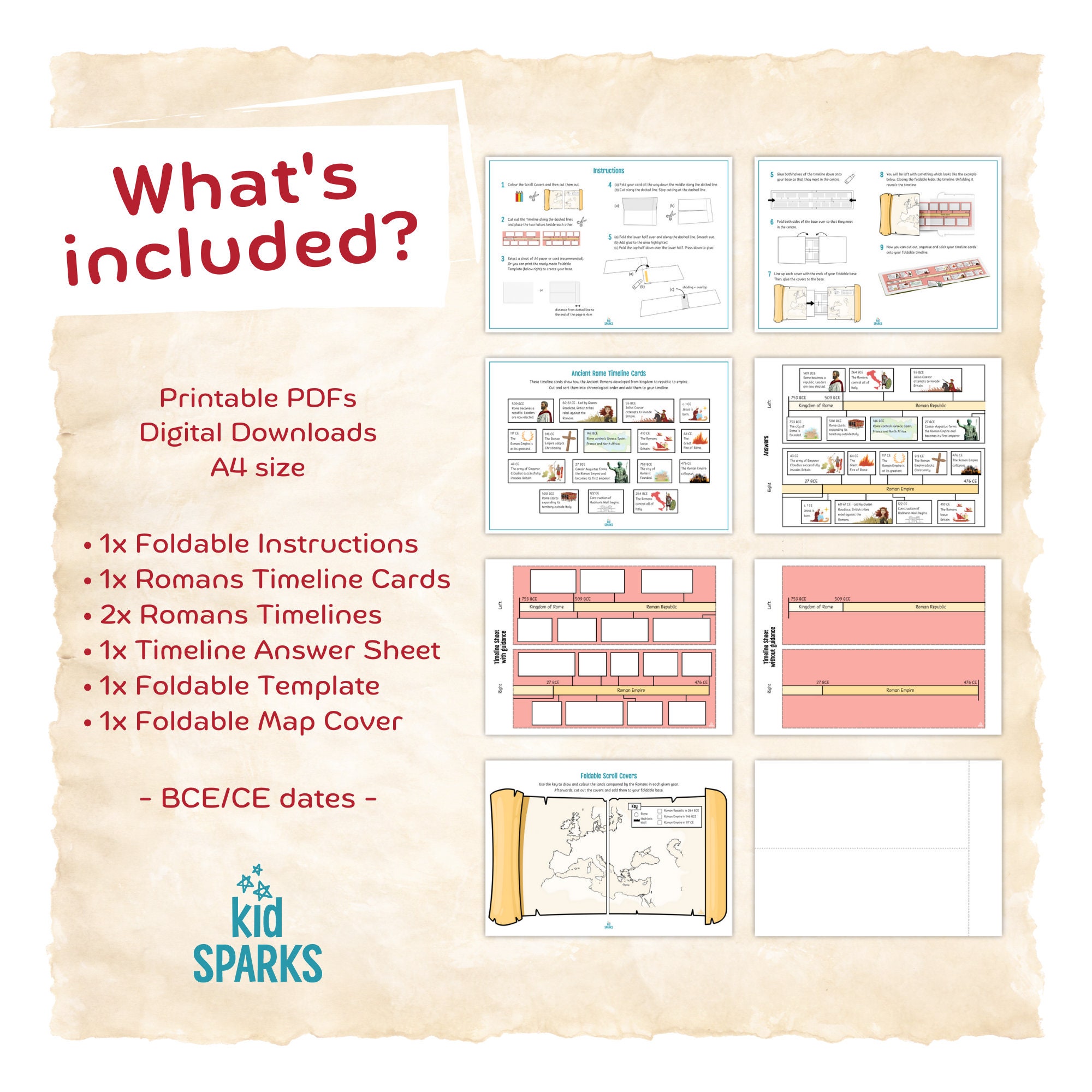 Ancient Rome Timeline Foldable BCE CE Educate About History Learning ...