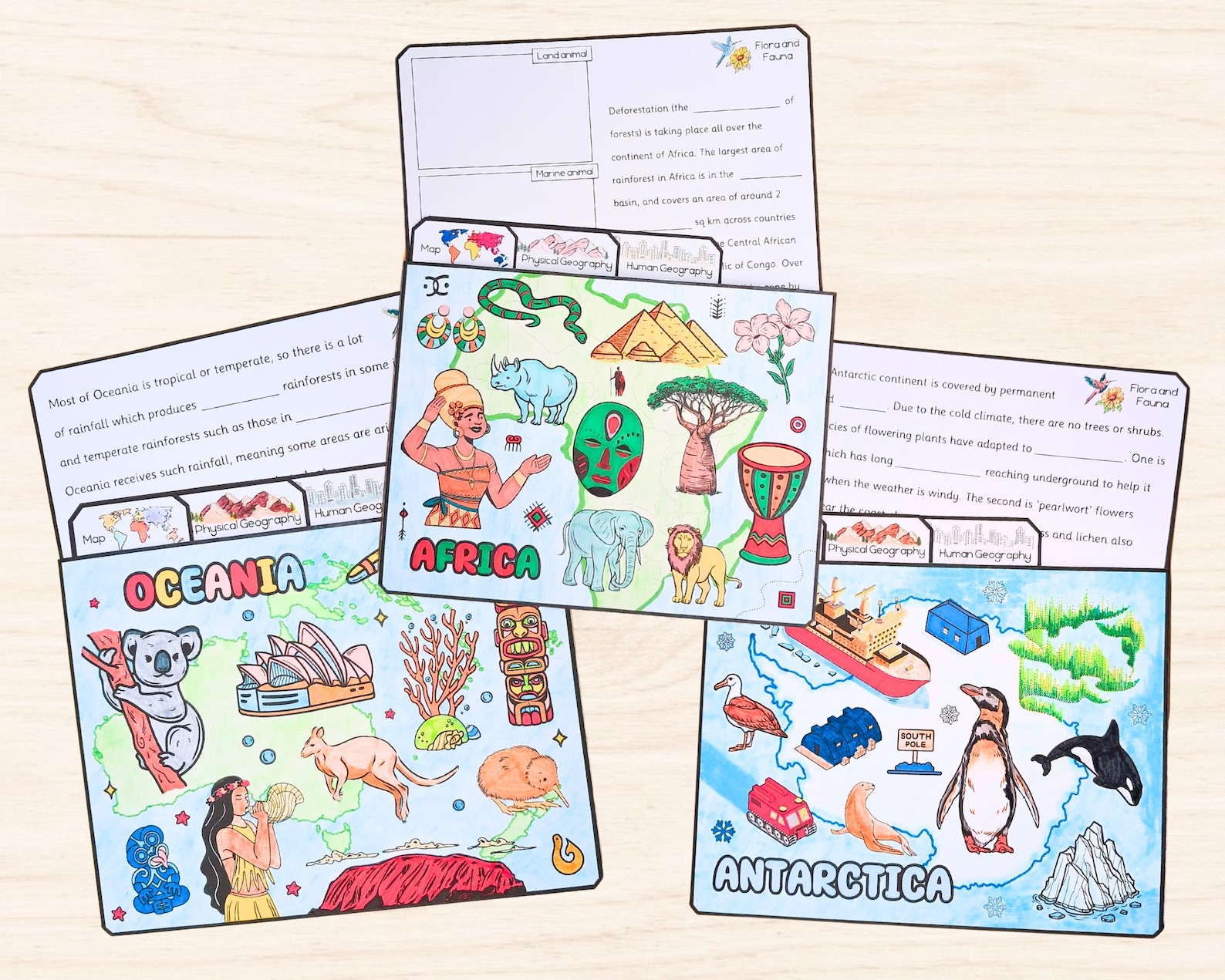 Bundle: 7 Continents Pocket Activities, Geography Knowledge Kids ...