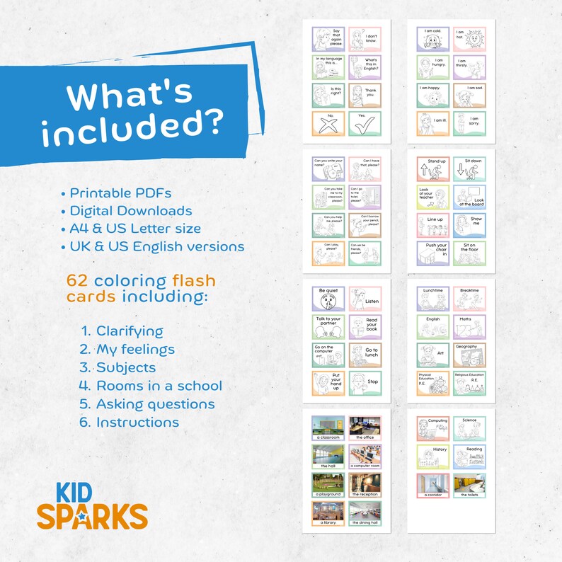 EAL ESL Flash Cards Coloring Cards English Language Learn English ...