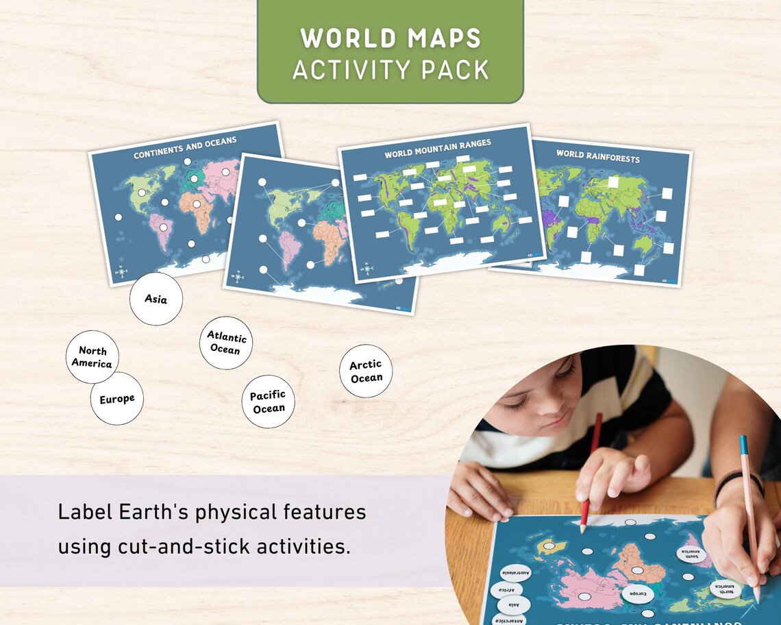 Continents and Oceans Learning BUNDLE, Infographics Foldable World Map ...