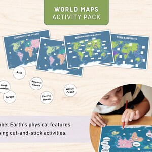 Continents and Oceans Learning BUNDLE, Infographics Foldable World Map ...
