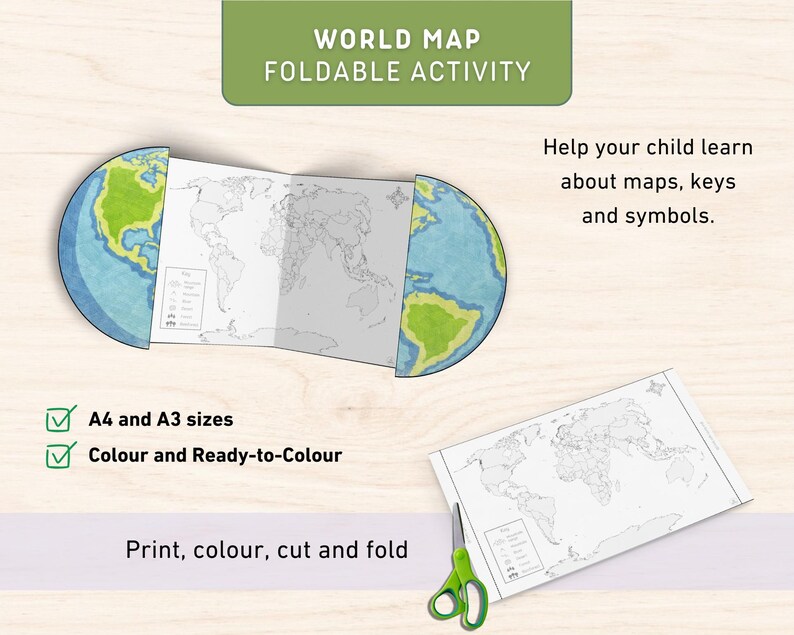Continents and Oceans Learning BUNDLE, Infographics Foldable World Map ...