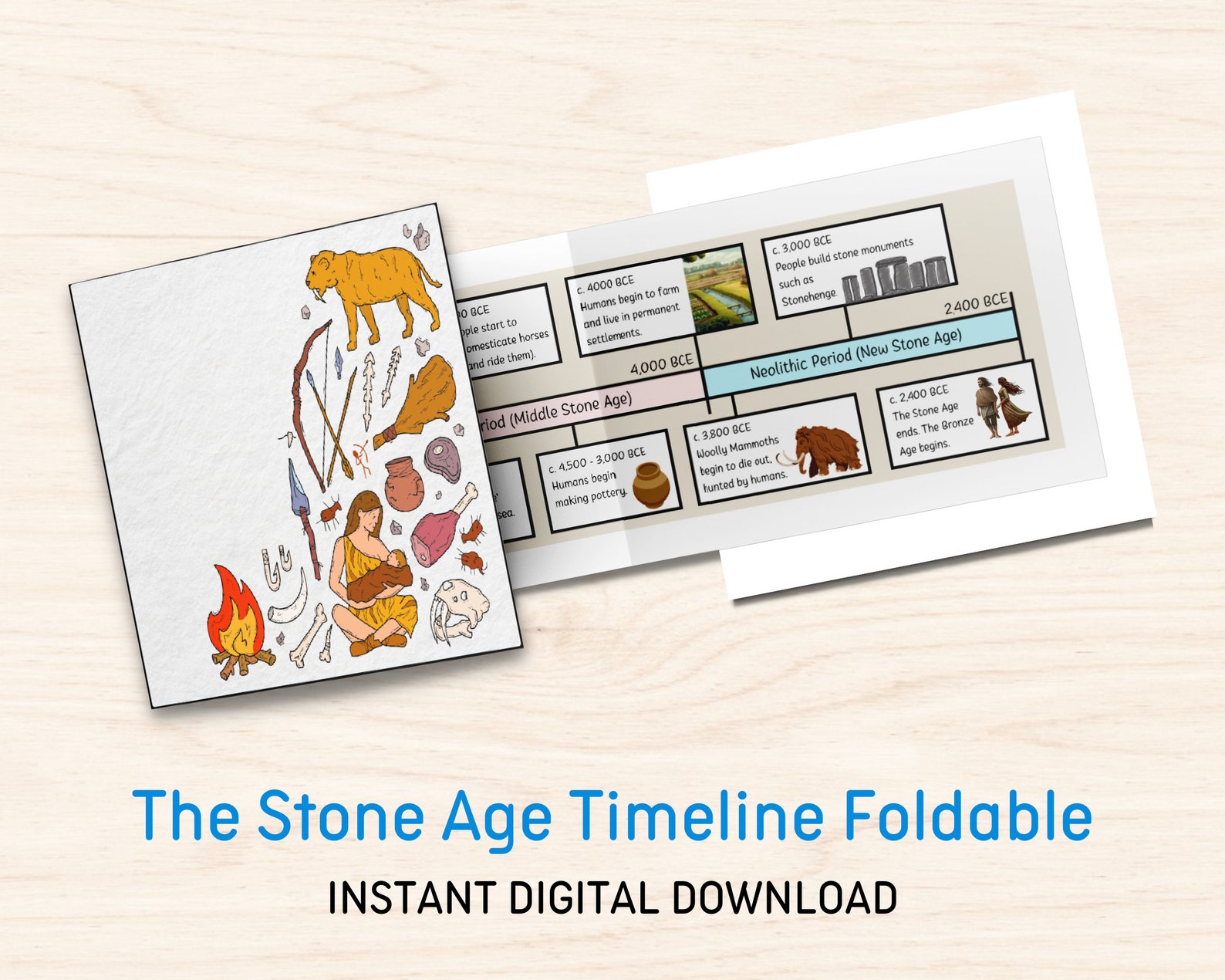Foldable Stone Age Timeline | Educate Kids About Human History ...