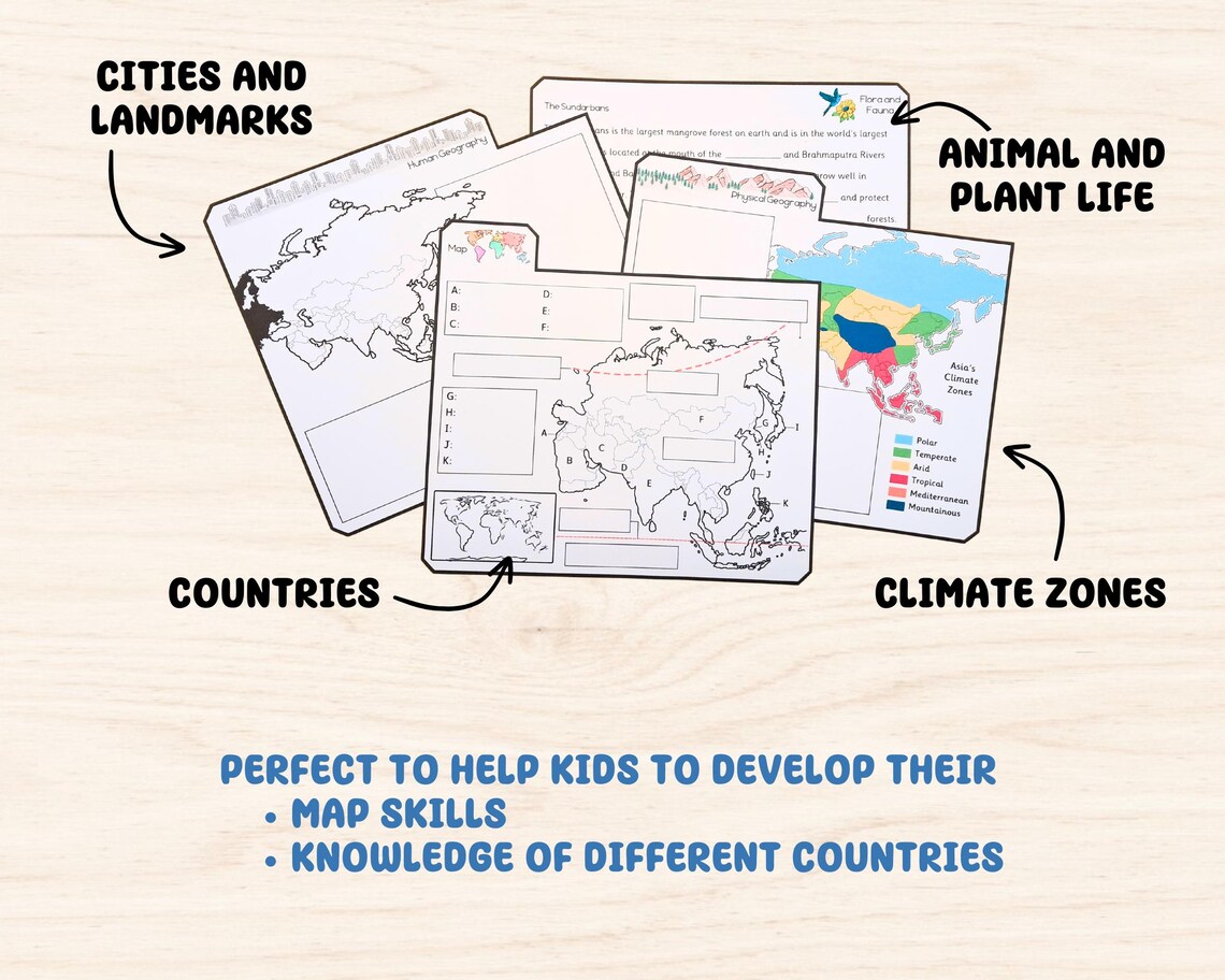 Bundle: 7 Continents Pocket Activities, Geography Knowledge Kids ...
