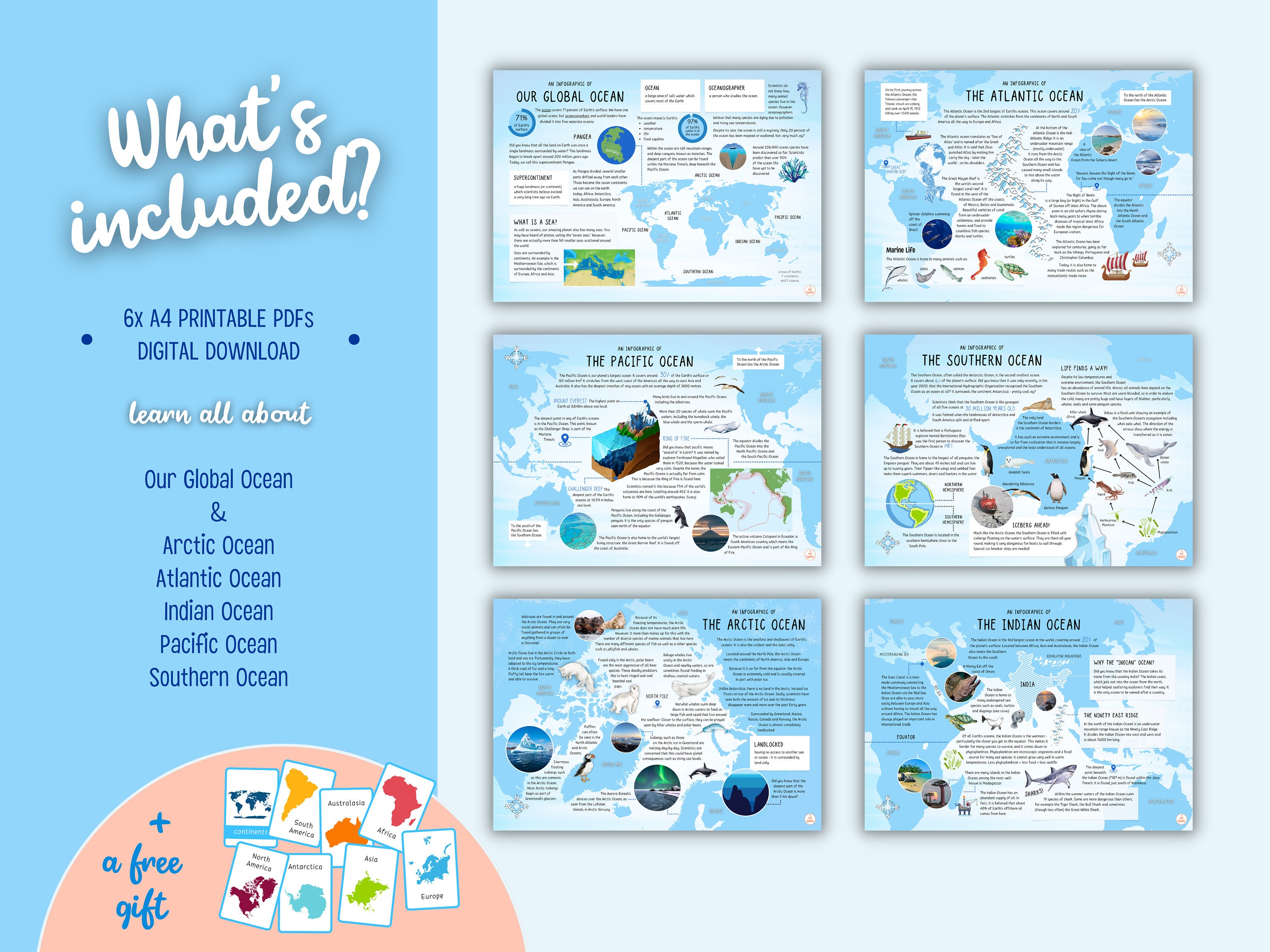 5 Oceans Infographics | Fact Files Geography Learning Primary Education ...