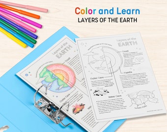 Printable Coloring Fact File, Layers of the Earth, Color and Learn, for ...