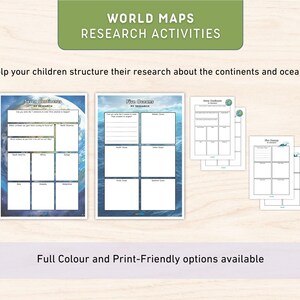 Continents and Oceans Learning BUNDLE, Infographics Foldable World Map ...