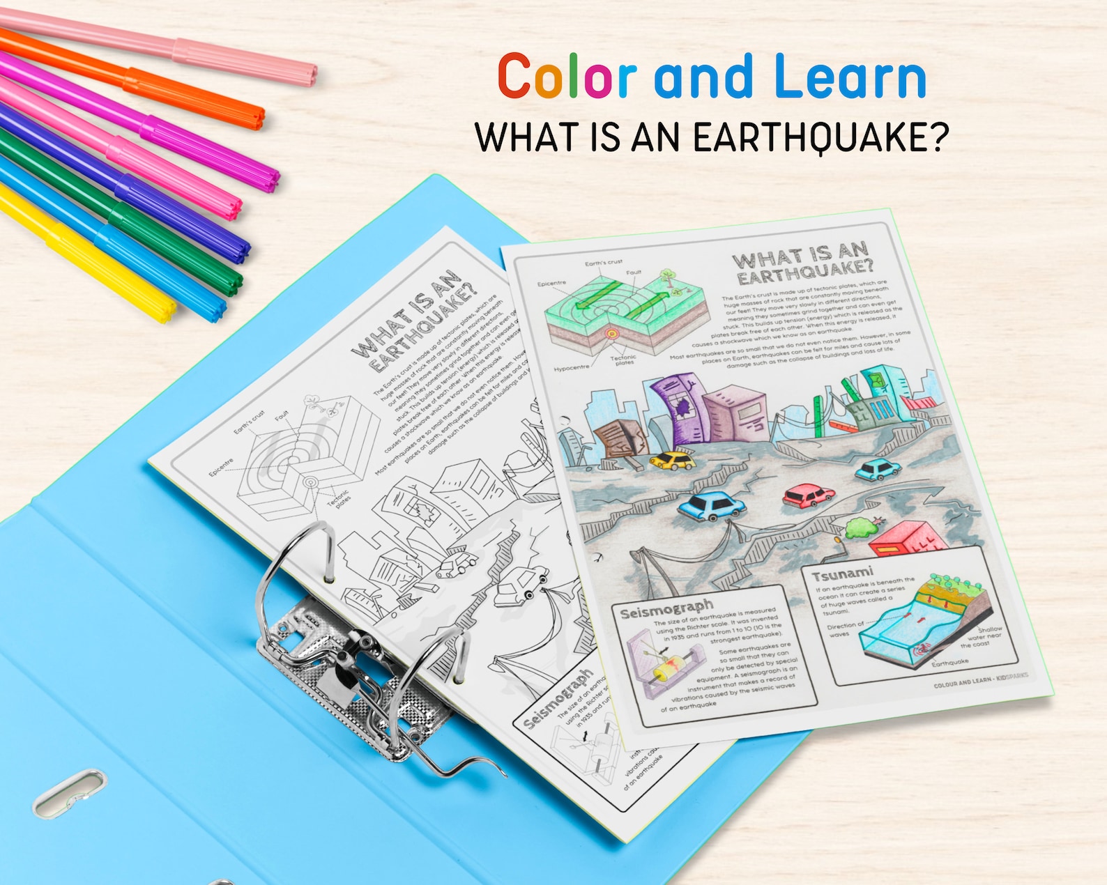 Printable Coloring Fact File, Earthquakes, Color and Learn, for ...