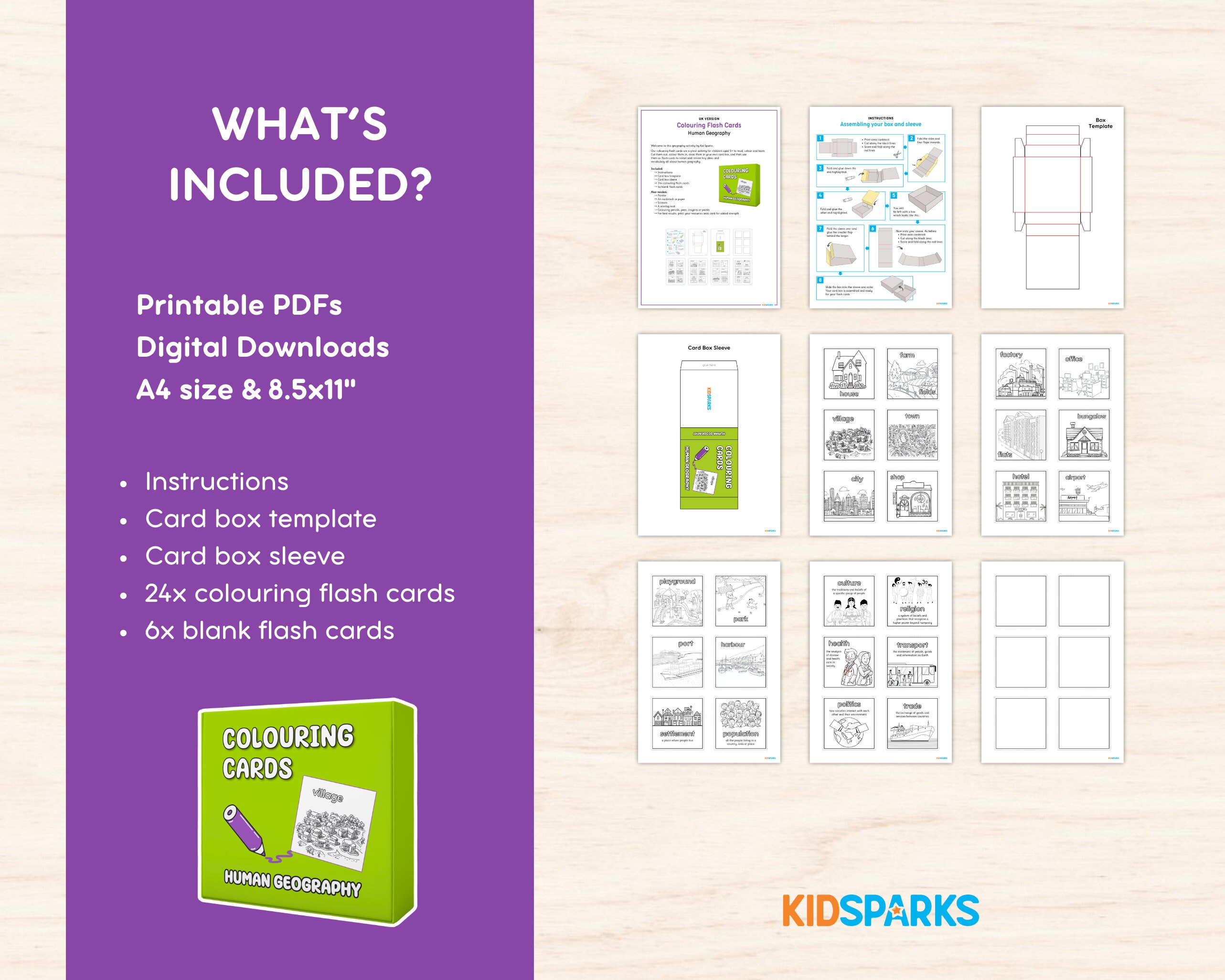 Human Geography Flash Cards Activity | Colouring Craft Educate About ...