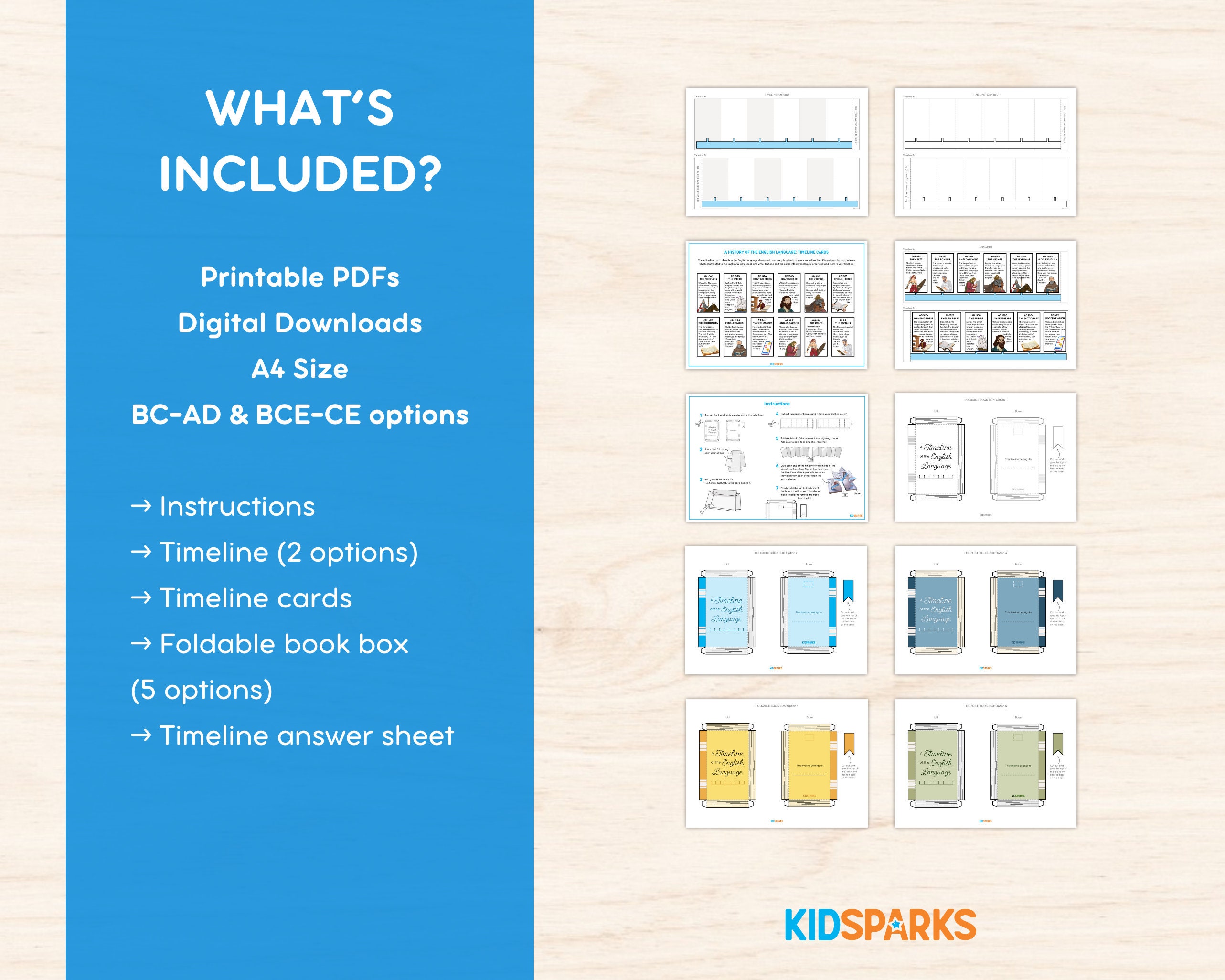 Kids Printable Timeline, History of the English Language Foldable Book ...