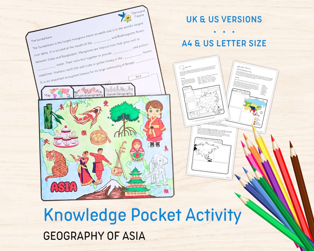 Asia Pocket Activity | Continents Geography Knowledge Kids Learning ...