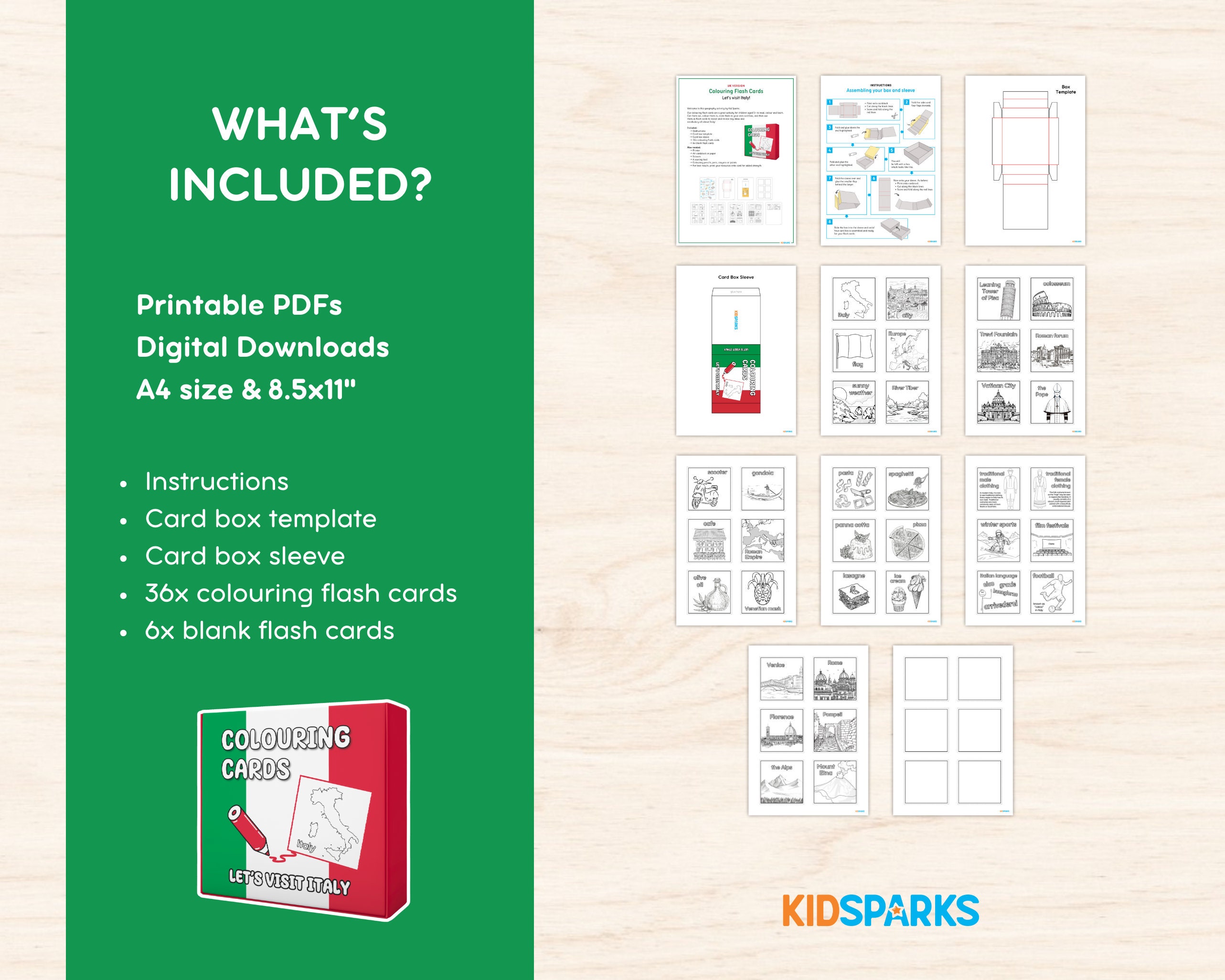 Visit Italy Flash Cards Activity | Colouring Activity Educate About ...