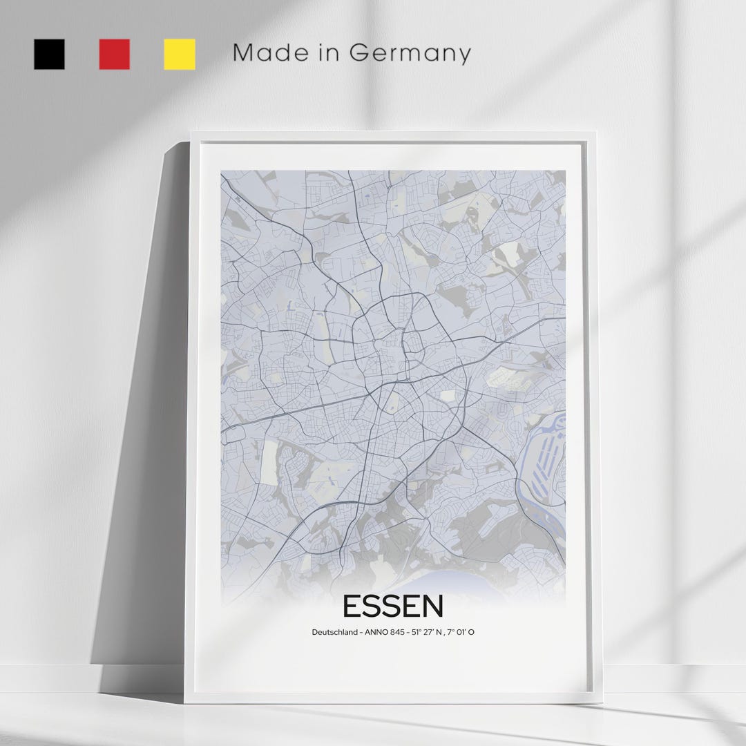 Minimalist Essen City Map Poster Gift Idea Essen Personalized Map Essen ...