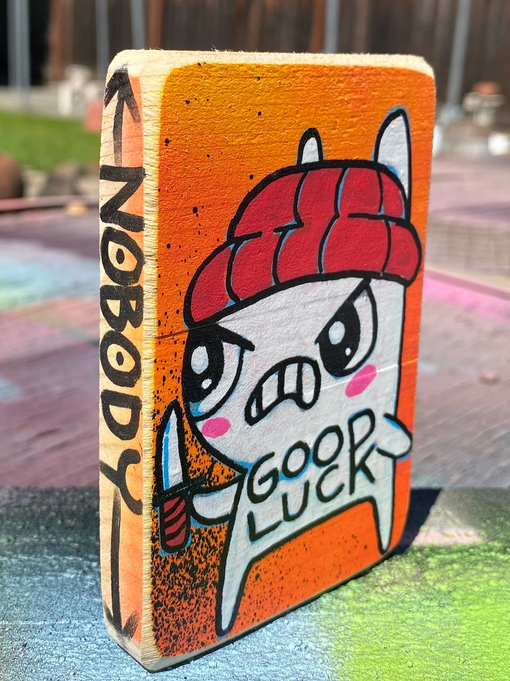 Good Luck Bunny, Original, Small Painting on Recycled Wood - Etsy