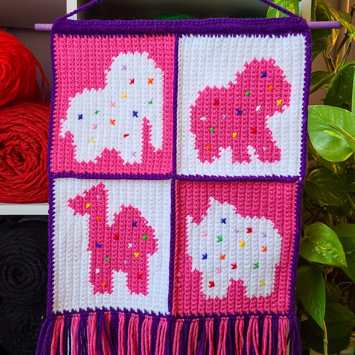 Crochet Pattern | Frosted Animal Cookie Tapestry - Etsy