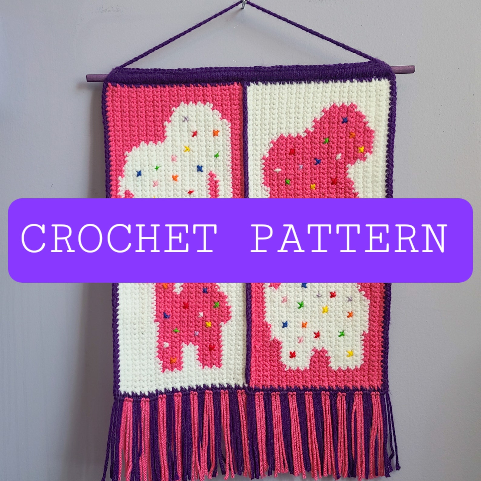 Crochet Pattern | Frosted Animal Cookie Tapestry - Etsy