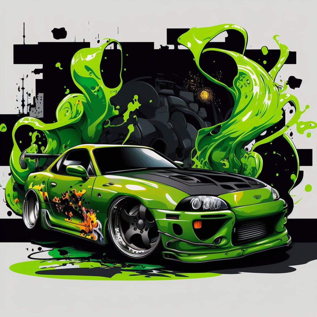 Toyota Supra MK4 Cartoon Digital Print Toxic Dash - Etsy