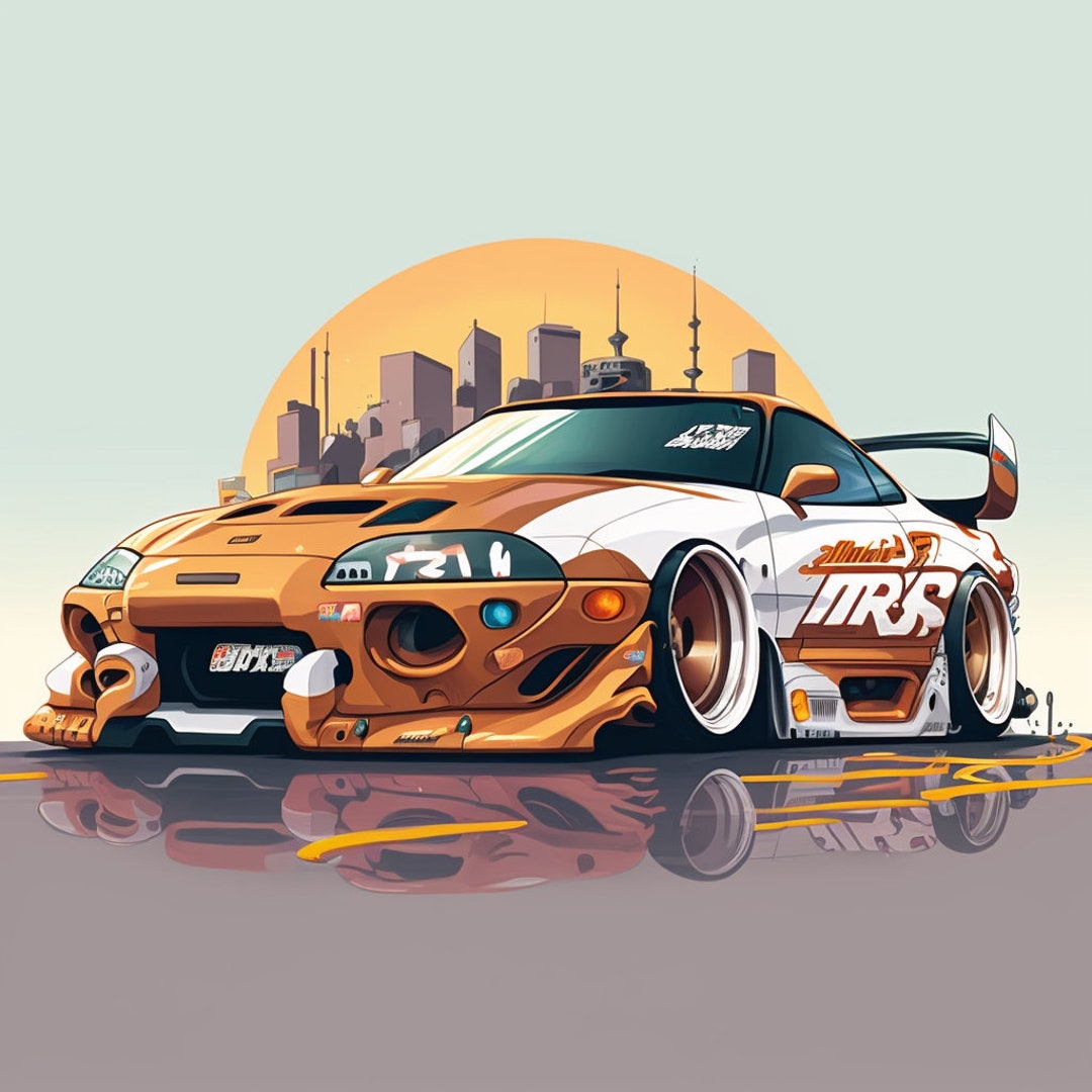 Toyota Supra MK4 Dibujos animados Impresión digital Skyline - Etsy México