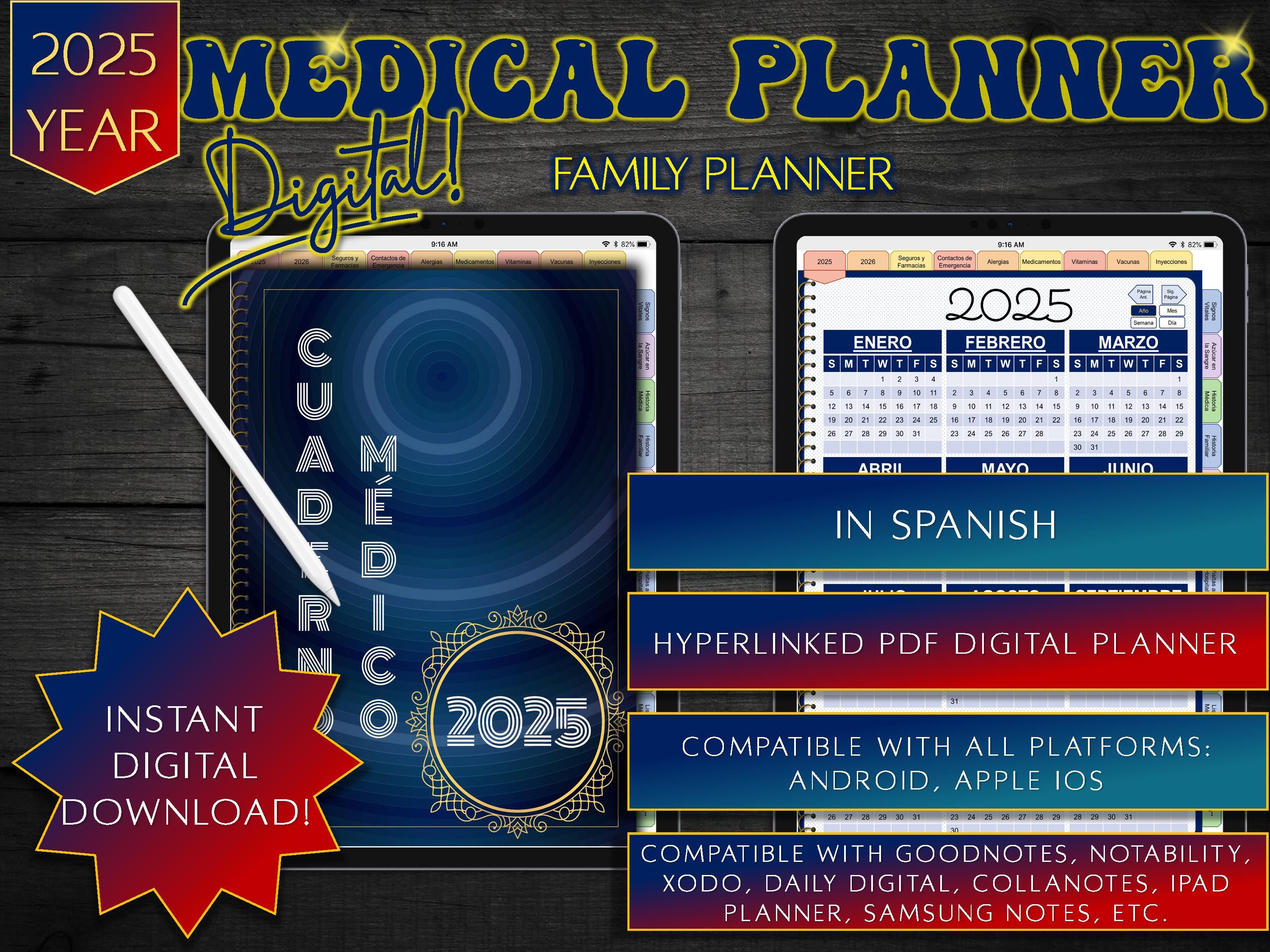 Spanish Digital Planner Medical Binder in Spanish Family 2025 Year ...