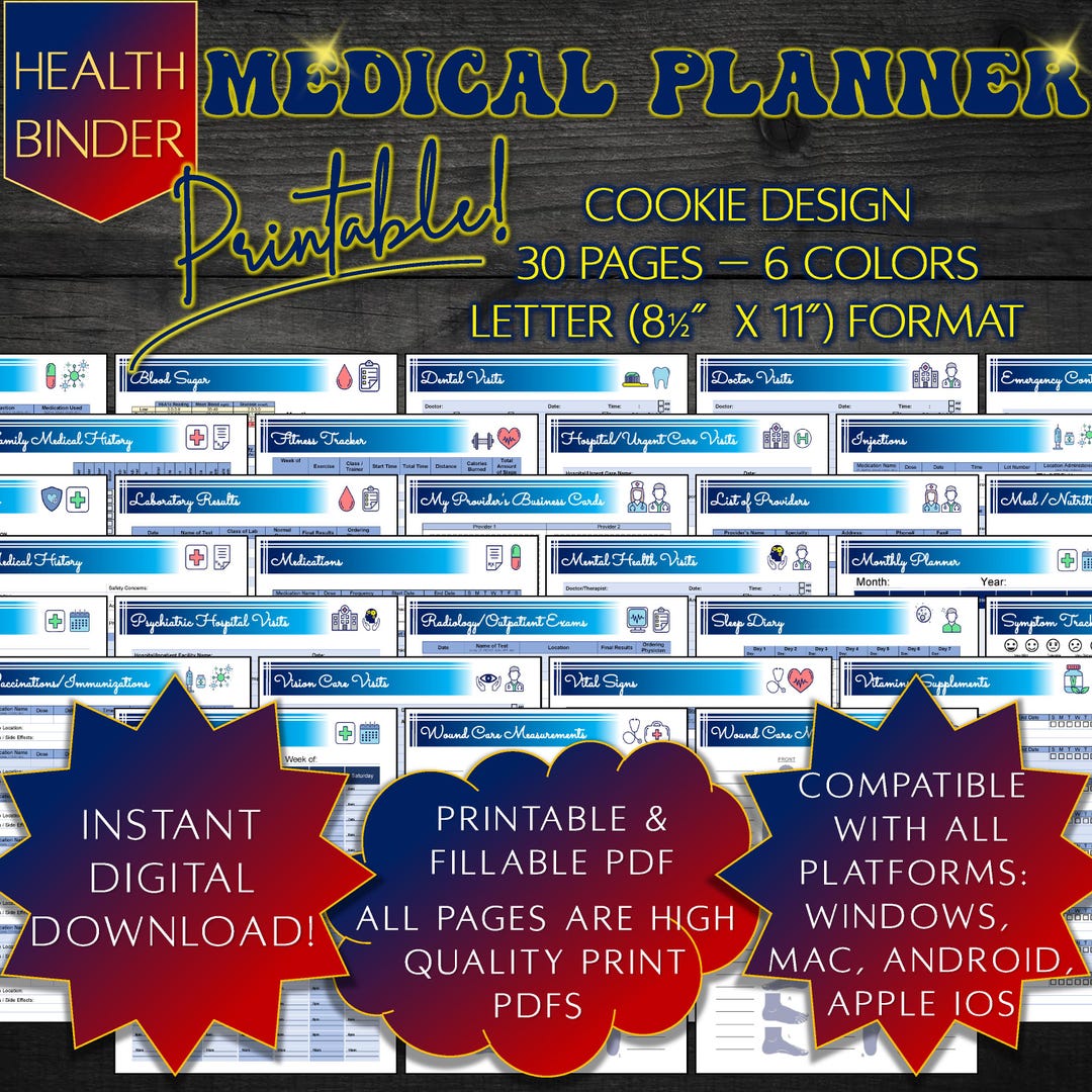 Printable Medical Planner Healthcare Binder Health Planner PDF ...