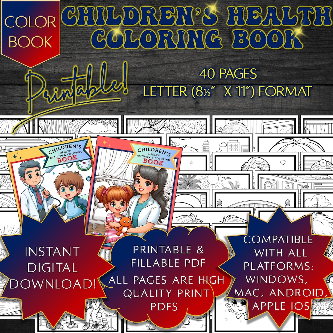 Printable Coloring Book for Children Boys and Girls Healthcare Activity ...