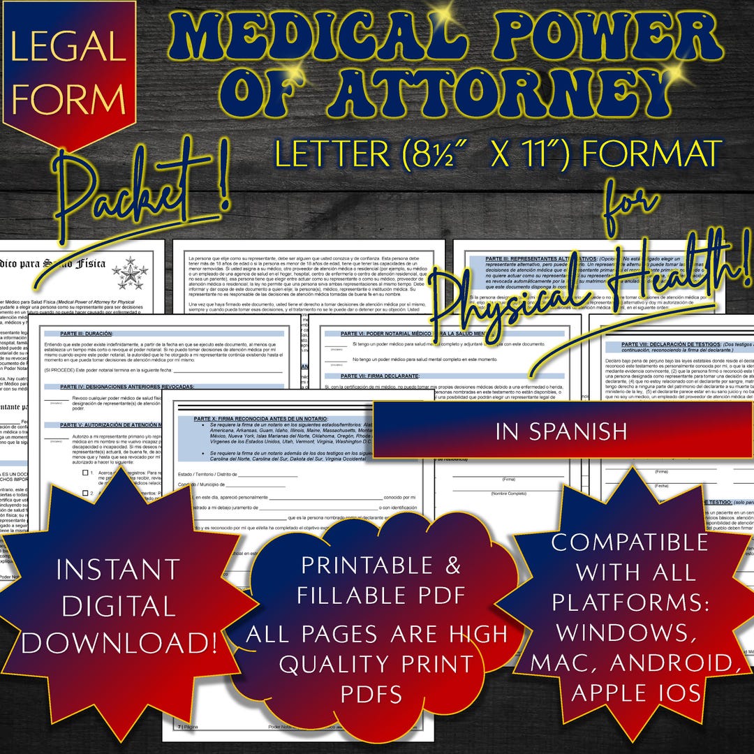 Medical Power of Attorney for Physical Health in Spanish MPOA Form ...