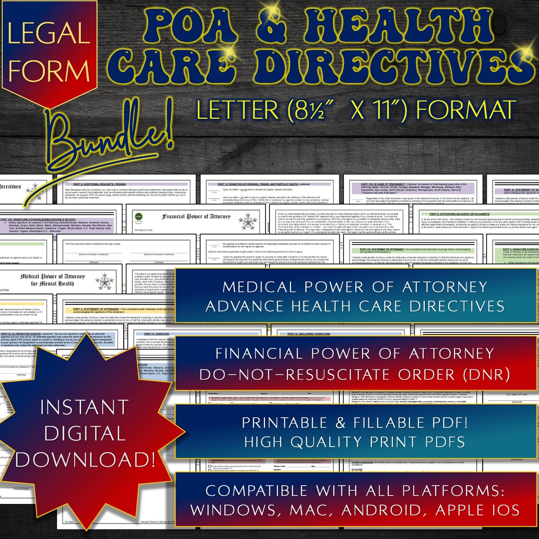 Medical Power of Attorney Advance Directives Form Financial Power of ...