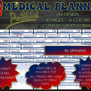 Spanish Medical Planner Printable Spanish Health Planner PDF Insurance ...