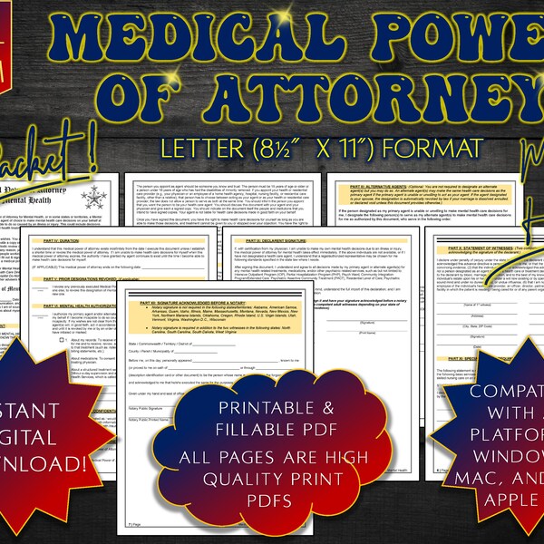 Medical Power of Attorney Form - Etsy