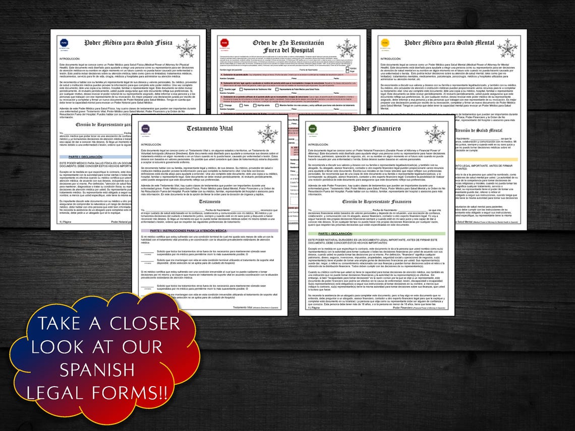 Medical Power of Attorney in Spanish MPOA Advance Directives Form ...