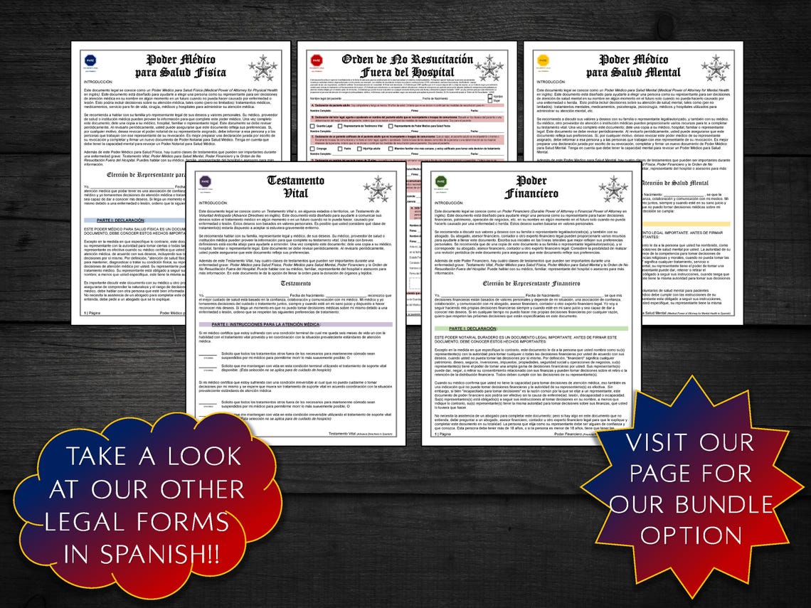 Advance Directives in Spanish Living Will Legal Form Advance Healthcare ...