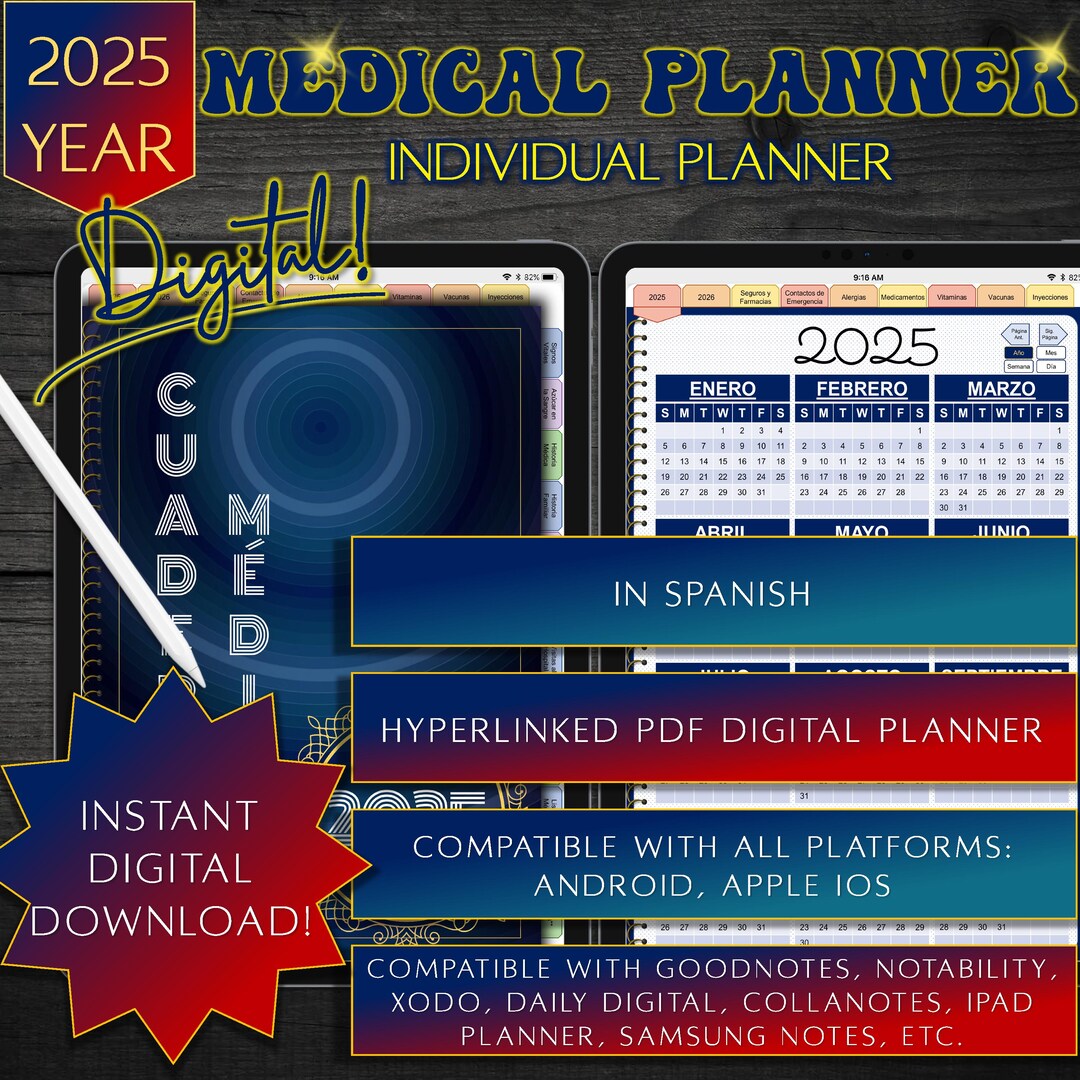 Spanish Digital Planner Medical Binder in Spanish Individual 2025 Year ...