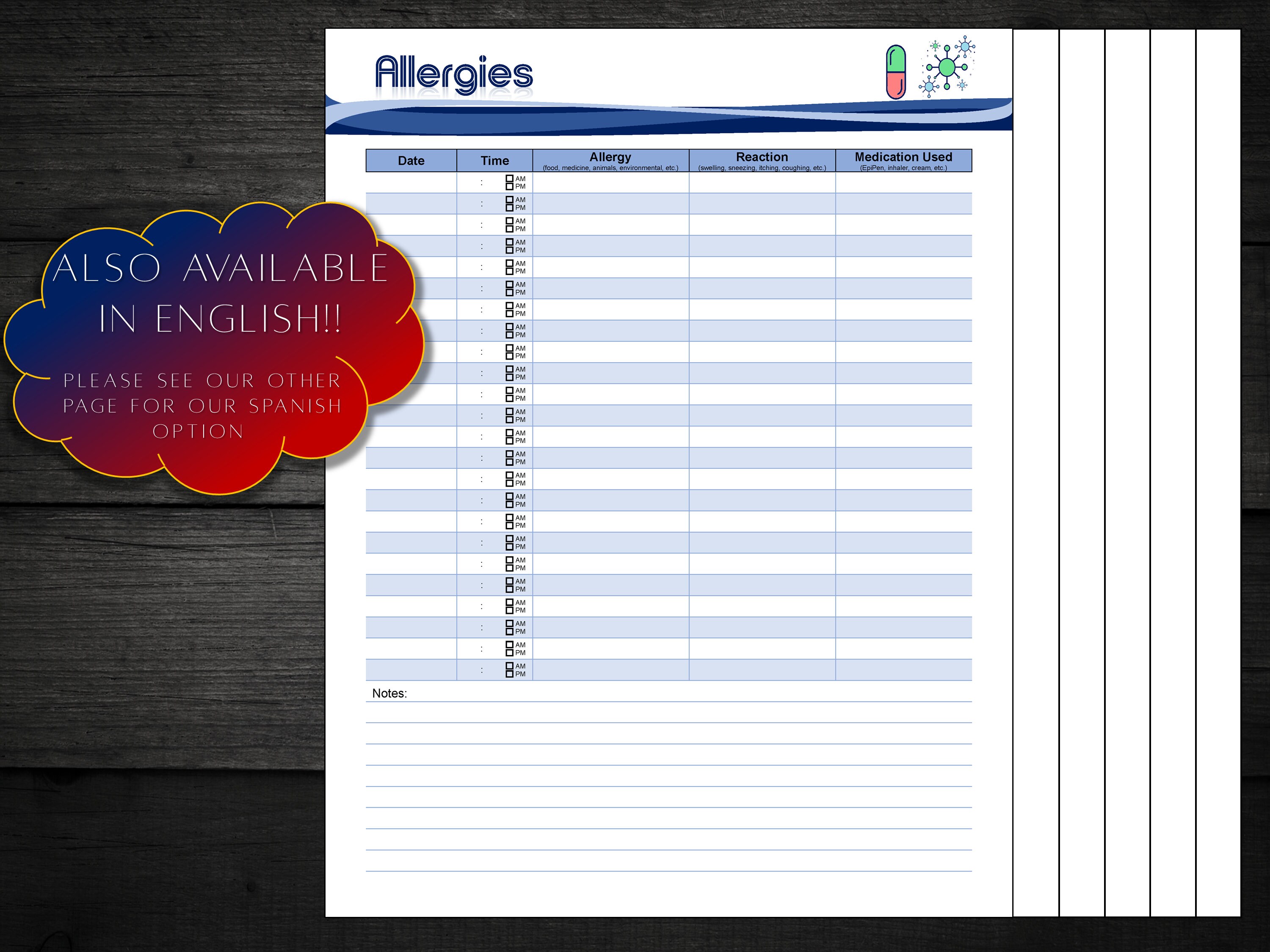 Spanish Medical Planner Printable Spanish Health Planner PDF - Etsy