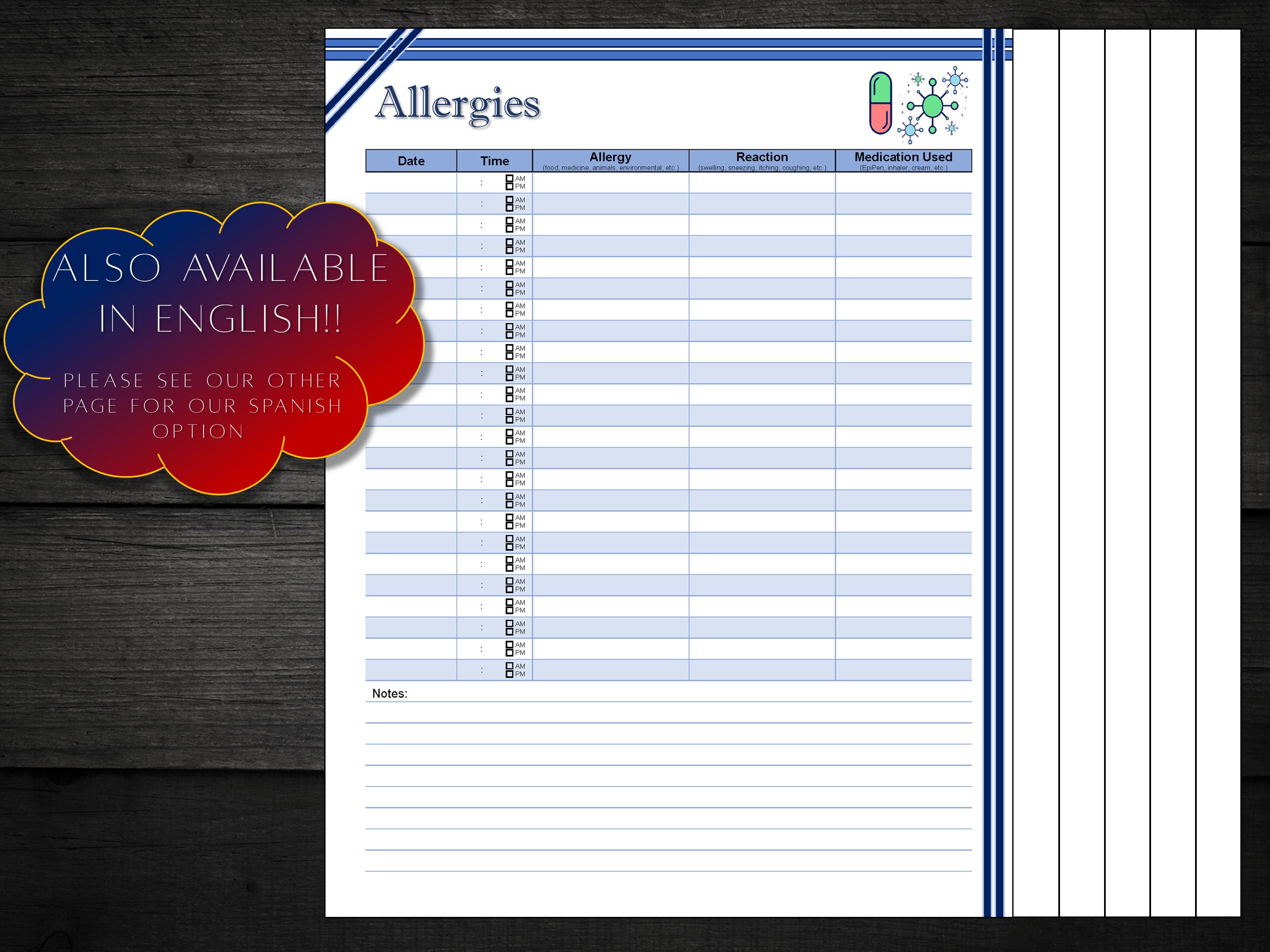 Spanish Medical Planner Printable Health Binder Health Planner PDF ...