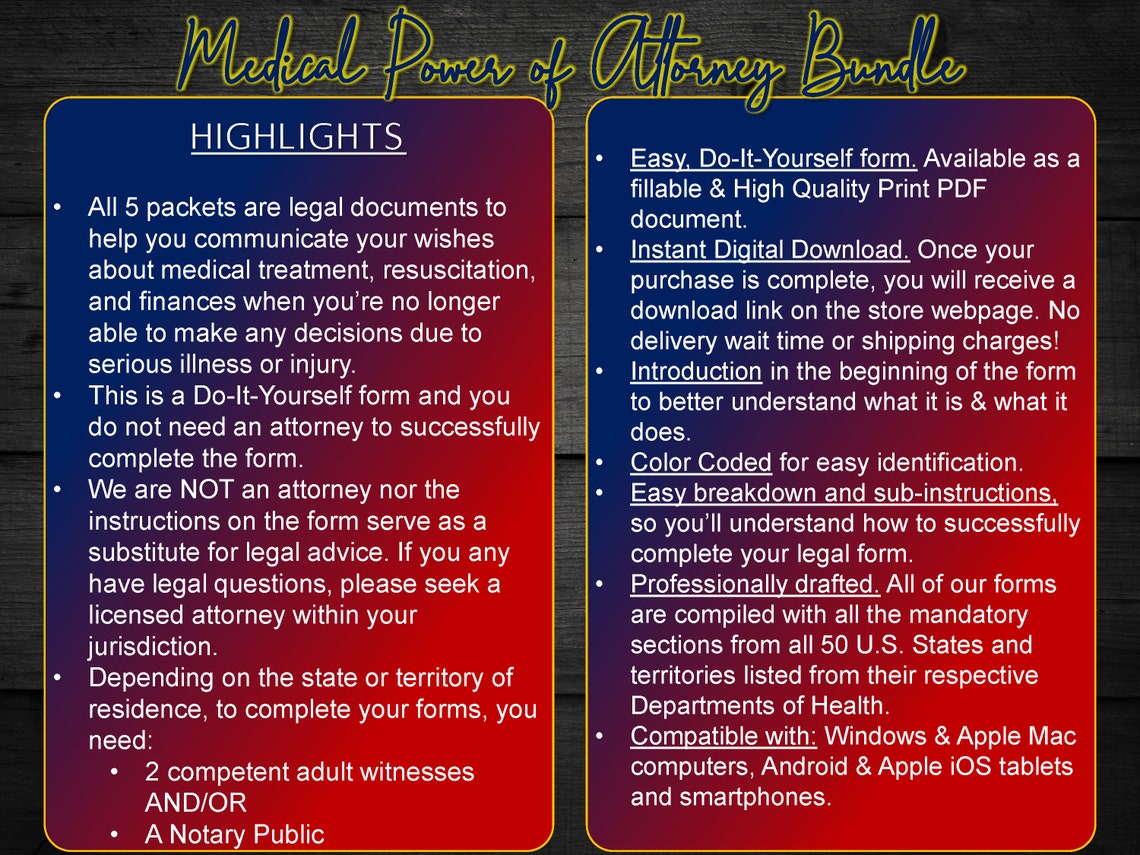 Medical Power of Attorney in Spanish MPOA Advance Directives Form ...