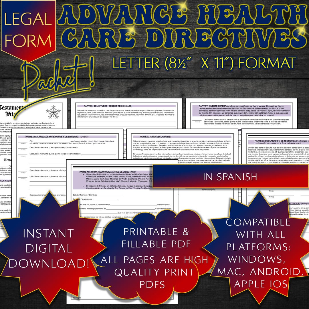 Advance Directives in Spanish Living Will Legal Form Advance Healthcare ...