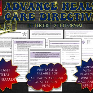 Advance Health Care Directives Form Living Will Legal Form Healthcare ...