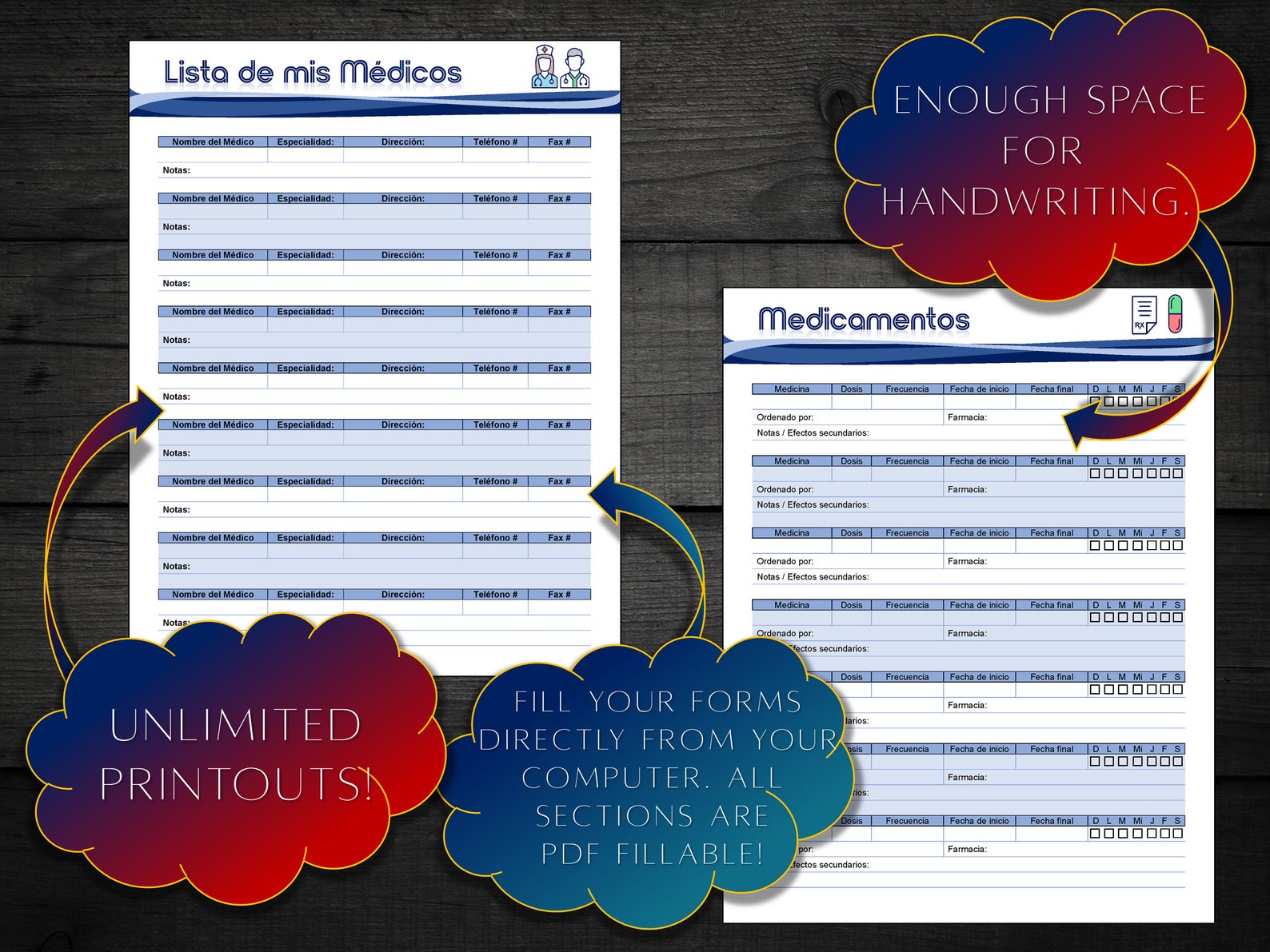 Spanish Medical Planner Printable Spanish Health Planner PDF - Etsy