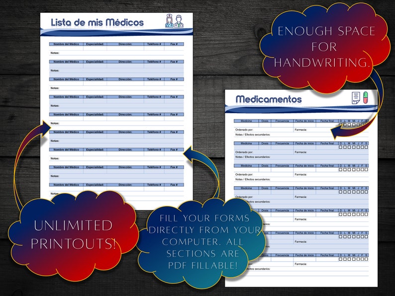 Spanish Medical Planner Printable Spanish Health Planner PDF - Etsy