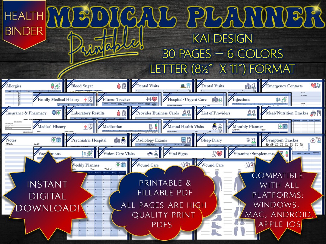 Printable Medical Planner Healthcare Binder Health Planner PDF ...