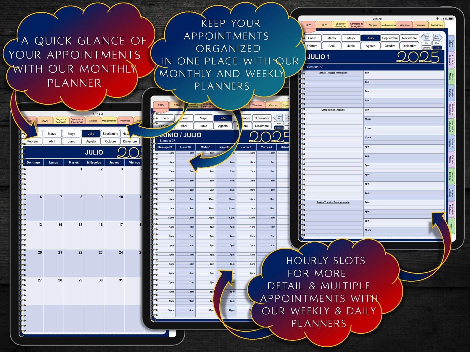 Spanish Digital Planner Medical Binder in Spanish Family 2025 Year ...