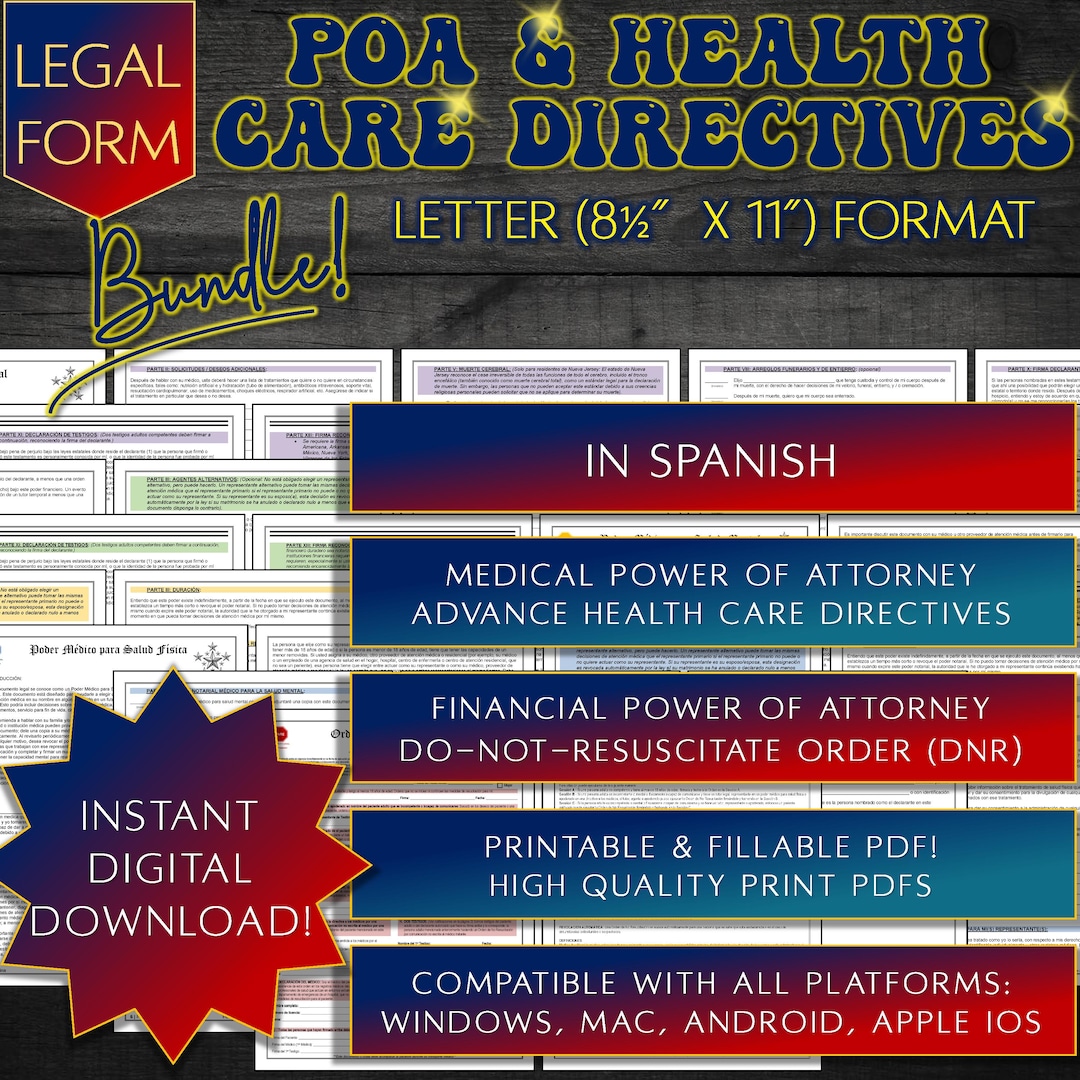 Medical Power of Attorney in Spanish MPOA Advance Directives Form ...