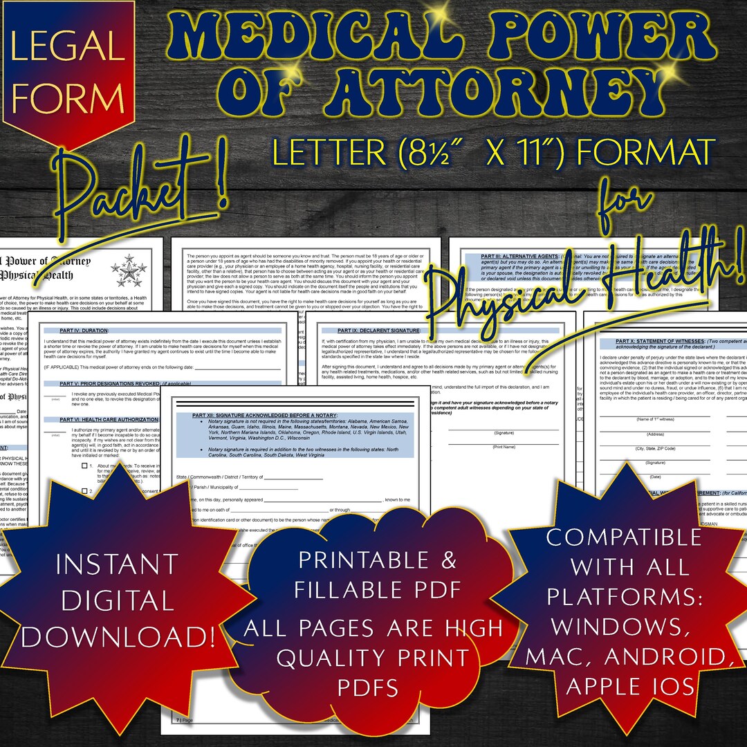 Medical Power of Attorney for Physical Health Form MPOA Physical Health ...