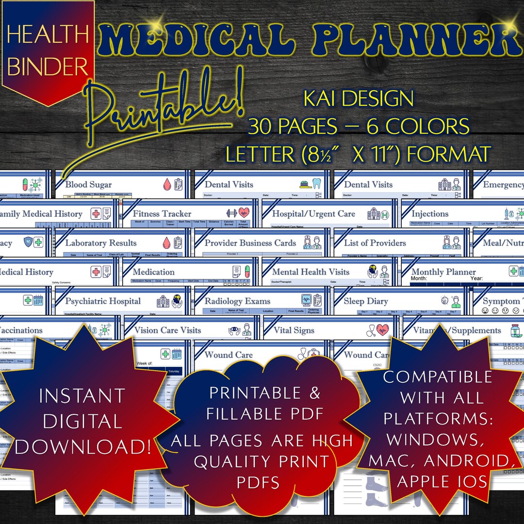 Printable Medical Planner Healthcare Binder Health Planner PDF ...