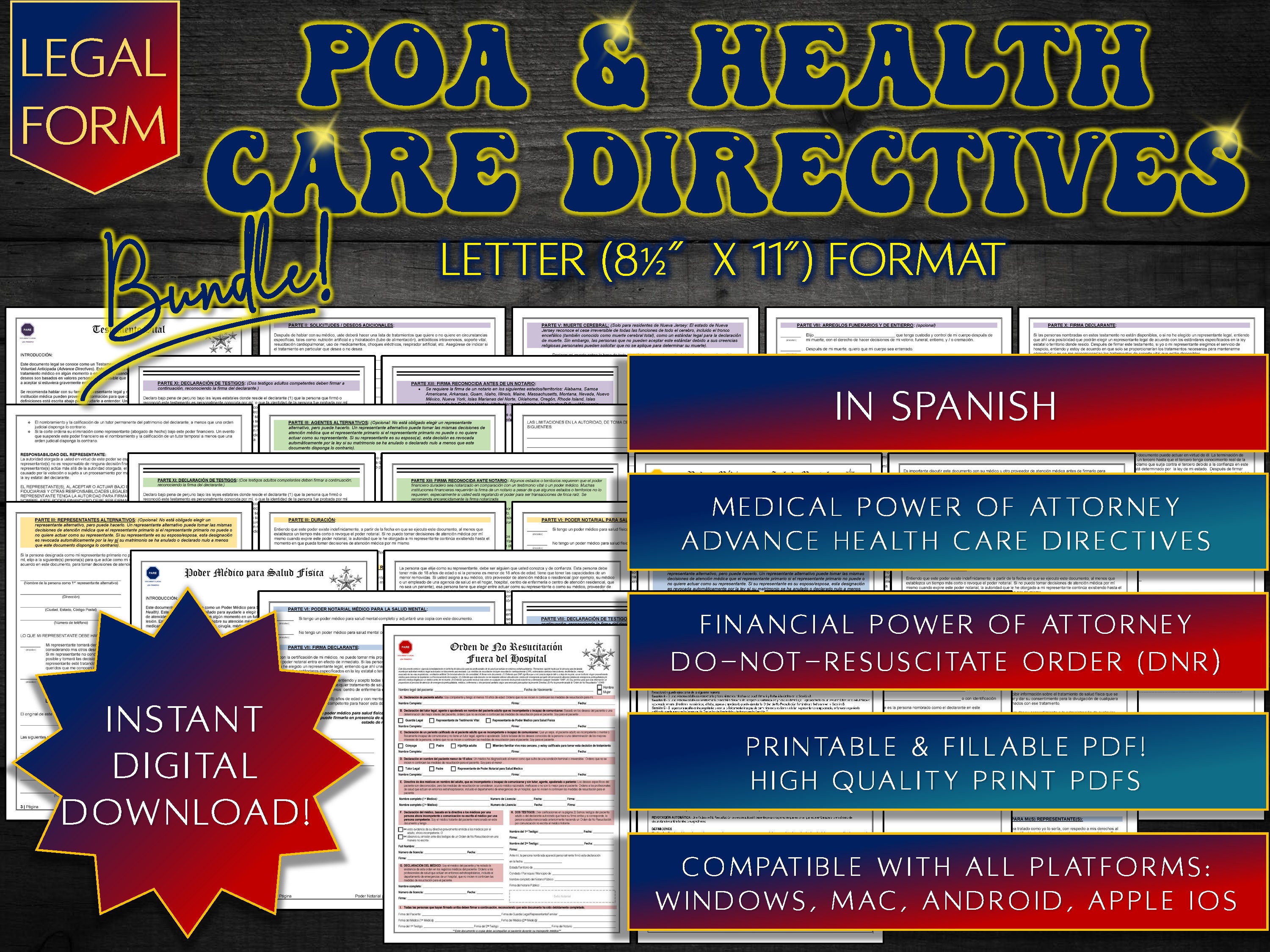 Medical Power of Attorney in Spanish MPOA Advance Directives Form ...