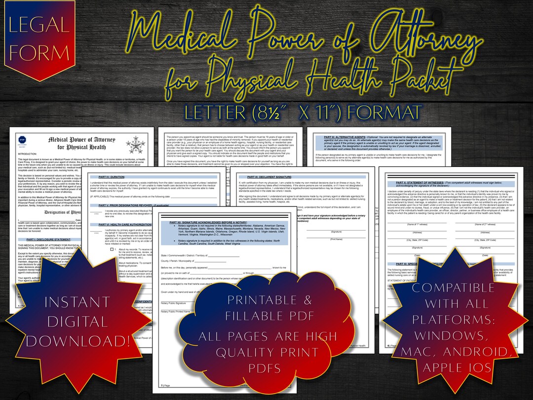 Medical Power of Attorney for Physical Health Form MPOA Physical Health ...