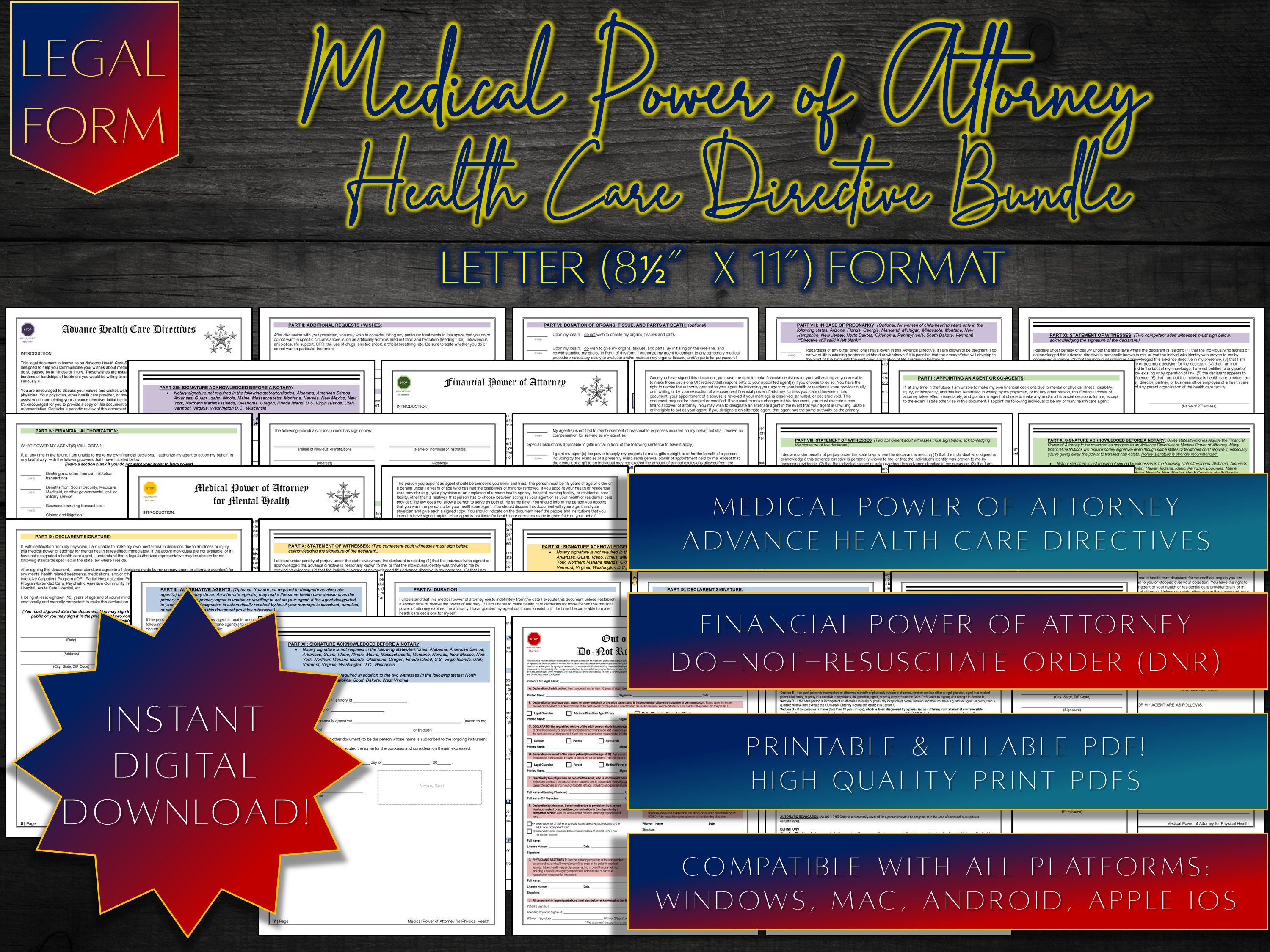 Medical Power of Attorney Advance Directives Form Financial Power of ...