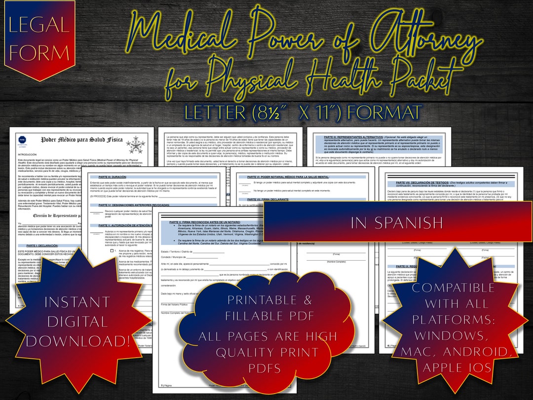 Medical Power of Attorney for Physical Health in Spanish MPOA Form ...